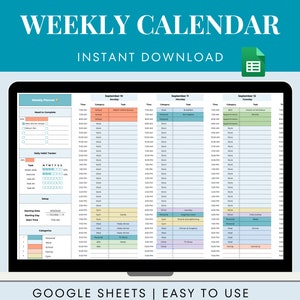 Digital Weekly Planner | Digital Planner | Google Sheets Template ...