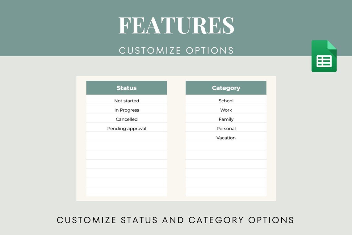Task Planner Google Sheets | Digital Planner Template | Digital Smart ...
