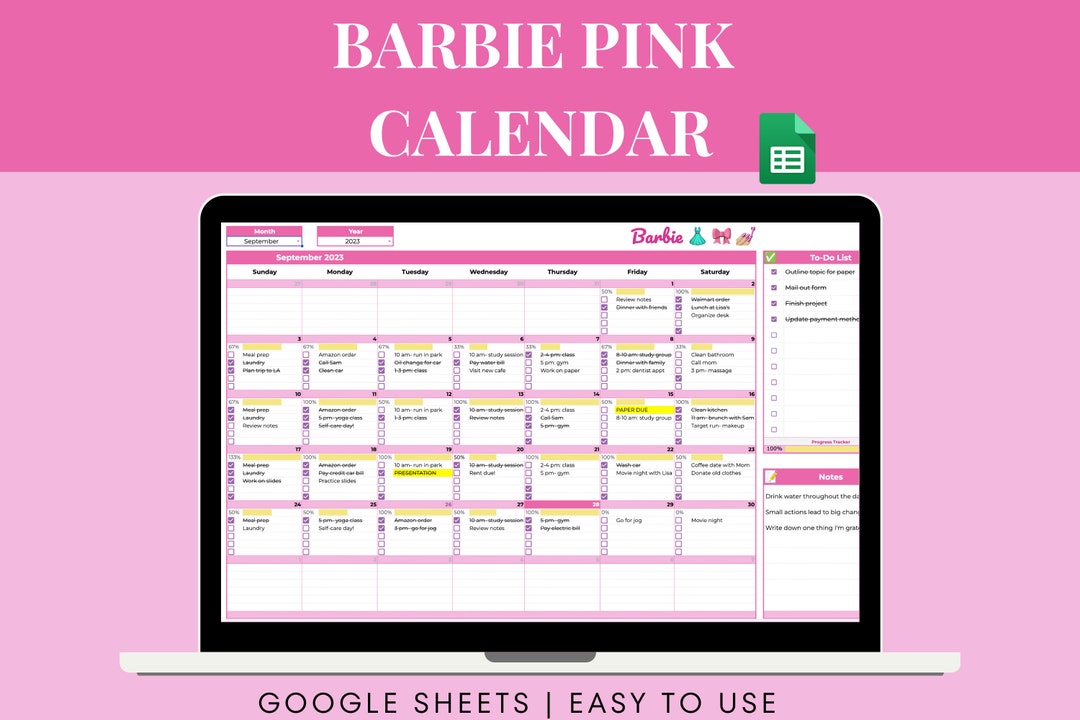Barbie Pink Digital Planner 2023 Google Sheets To-do List Editable Task ...