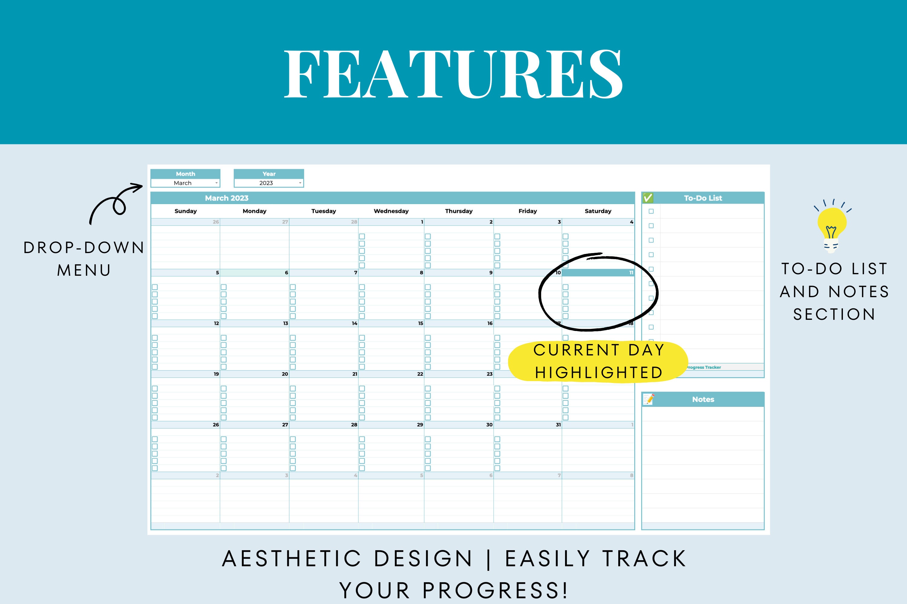 2023 Digital Calendar Google Sheets To-do List Editable Monthly Digital ...