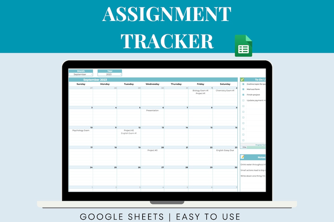 Google Sheets Assignment Tracker: Student Planner Template (digital ...