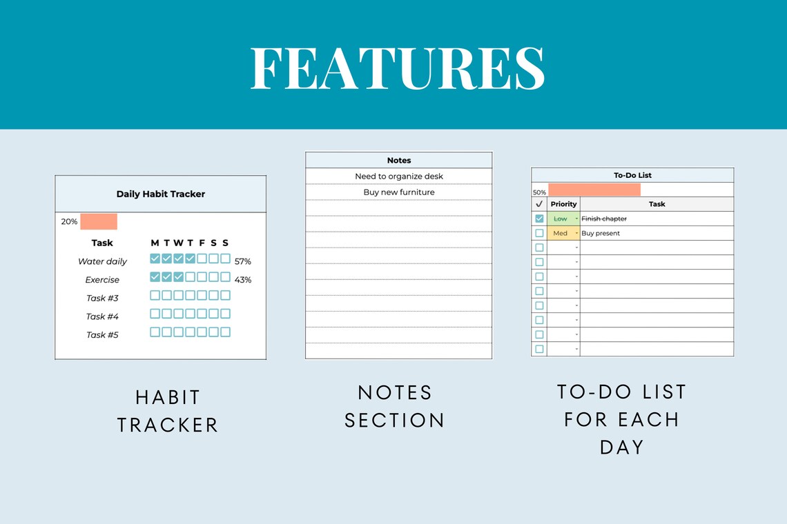 Digital Weekly Planner | Digital Planner | Google Sheets Template ...