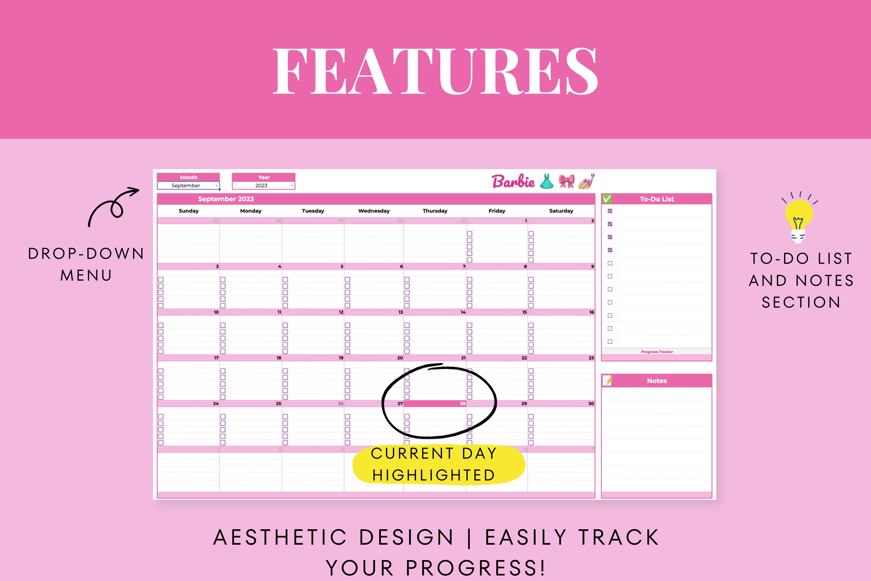 Barbie Pink Digital Planner 2023 Google Sheets To-do List Editable Task ...