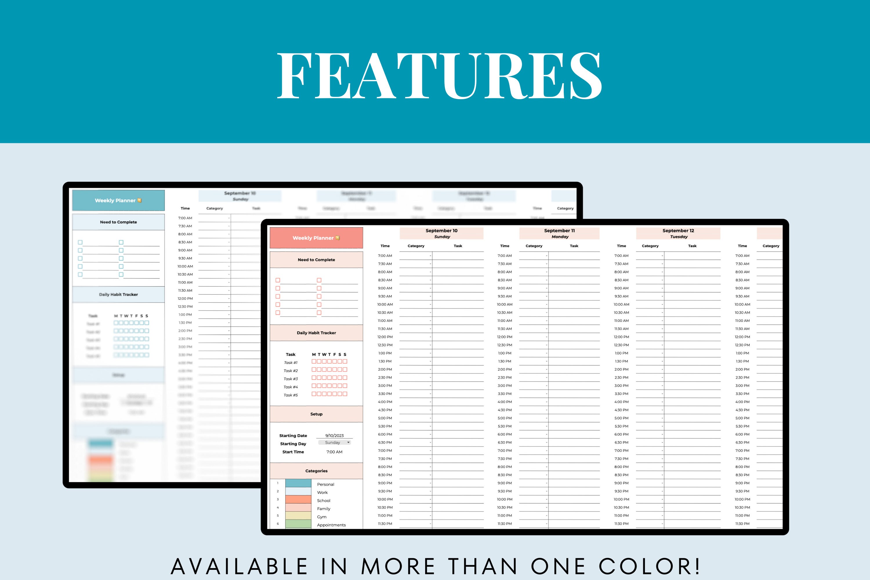 Digital Weekly Planner | Digital Planner | Google Sheets Template ...