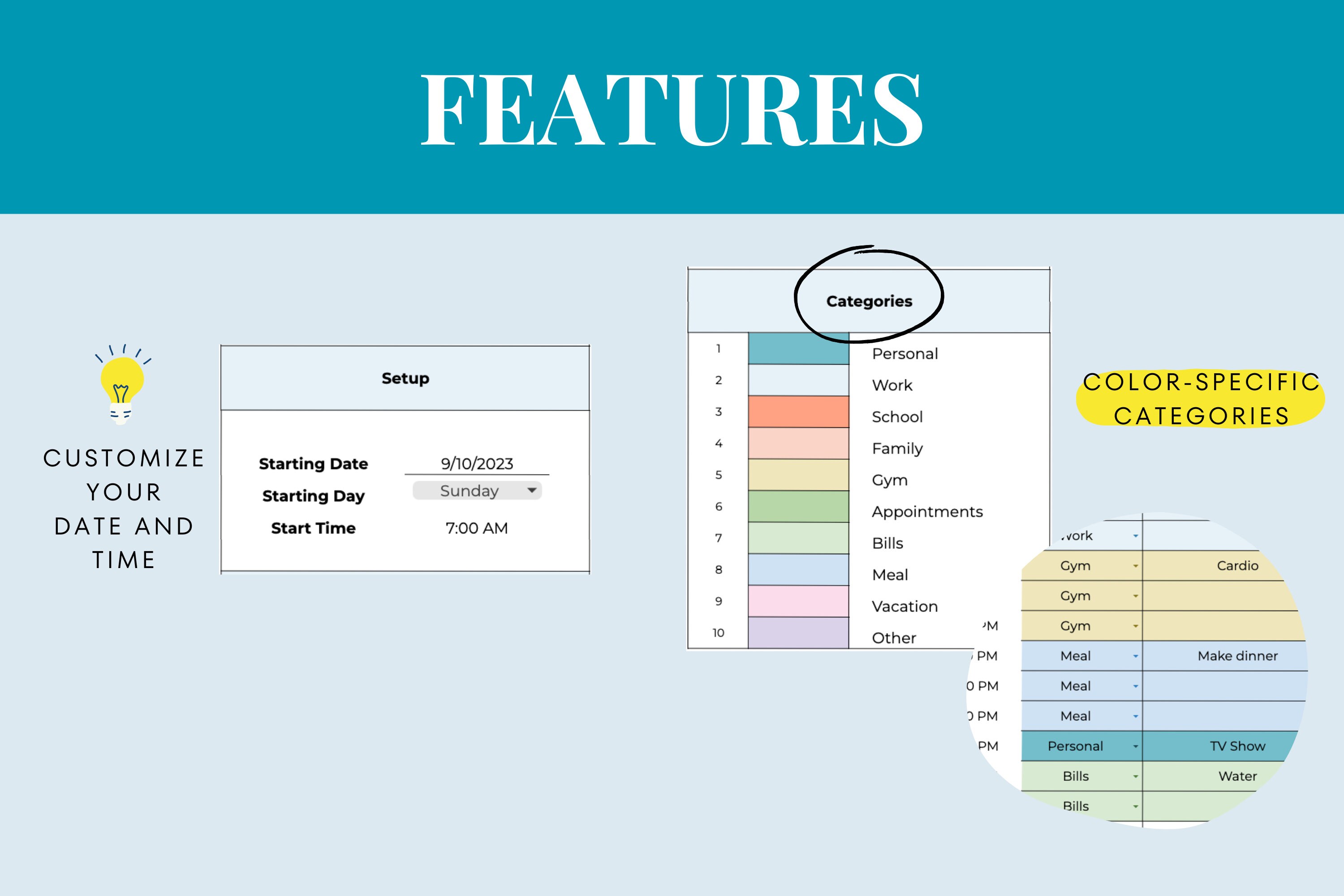 Digital Weekly Planner | Digital Planner | Google Sheets Template ...