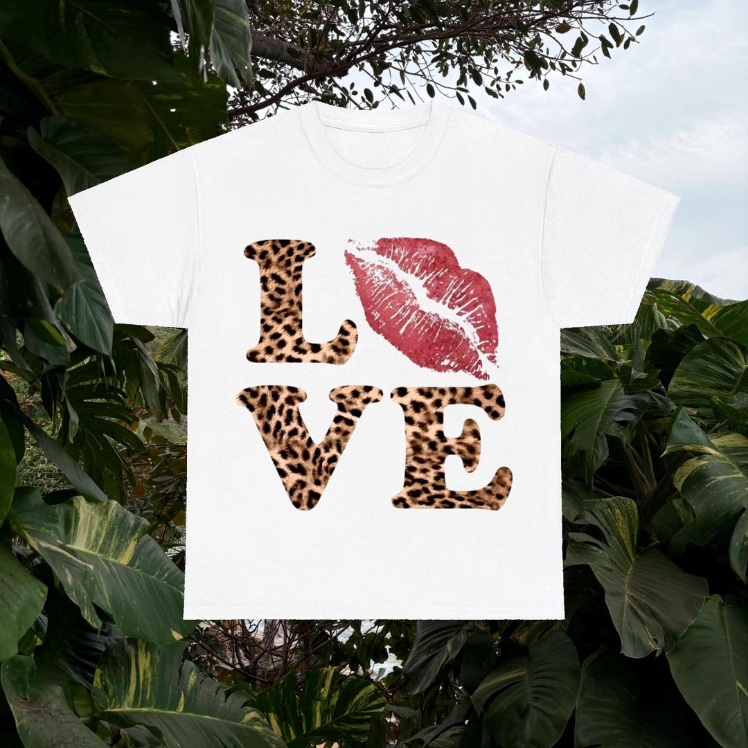 Big Lip LOVE Leopard Print Y2K Shirt Streetwear Love Y2K White Shirt ...