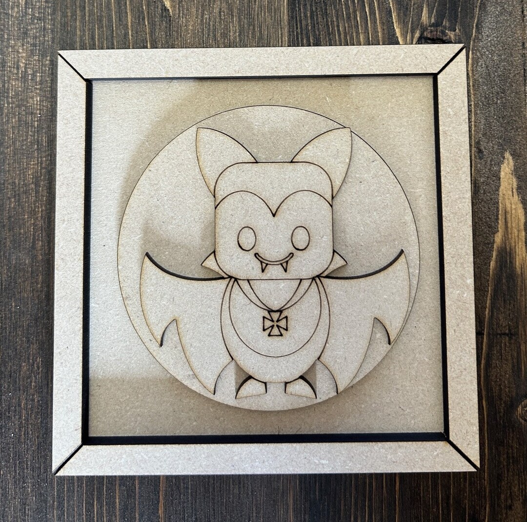 Framed Vamp Bat Ornament Minimalist SVG DXF Ai Digital Download for ...