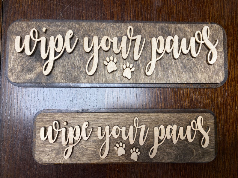 Wipe Your Paws Sign for Animal Lovers Adorable Cat Decor Laser Cut Wood ...