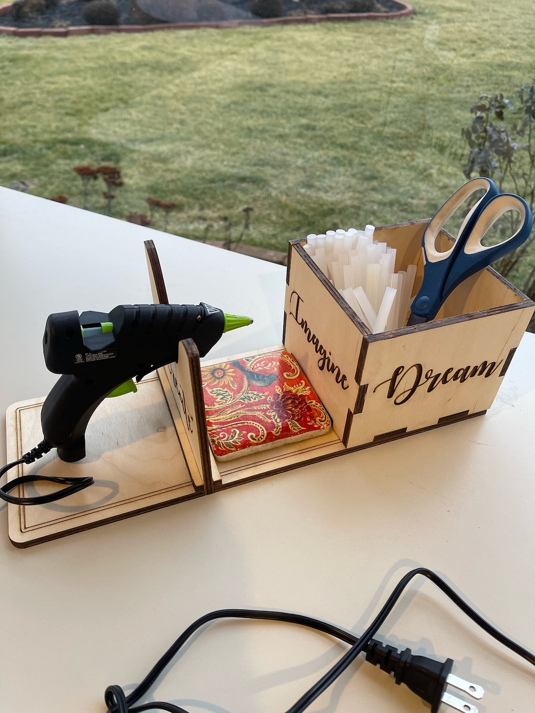 Glue Gun Holder Caddy Laser Cut Wood Birds Craft Organizer Functional ...
