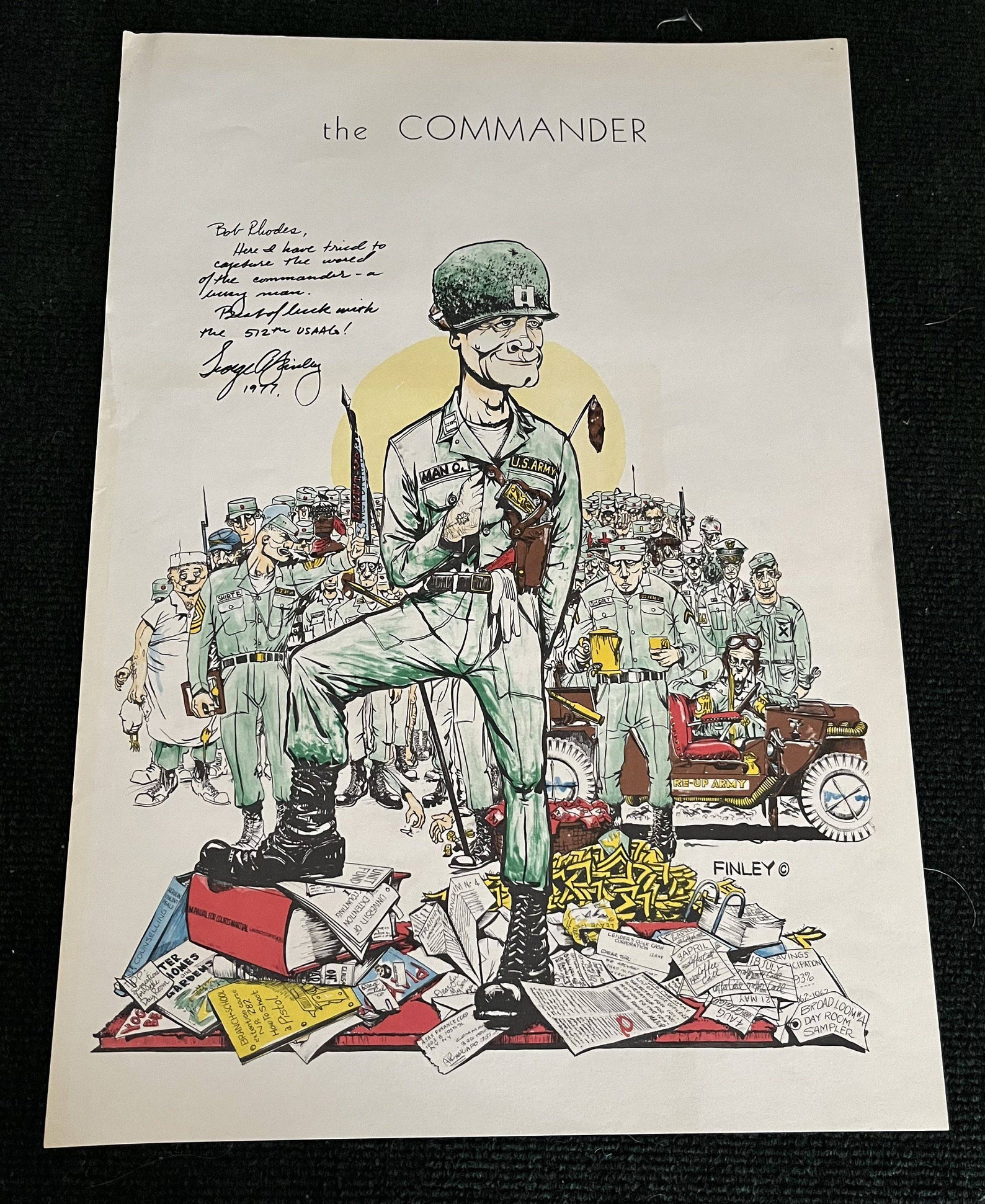 The Commander Military Cartoon Art Print by George Finley Vintage ...