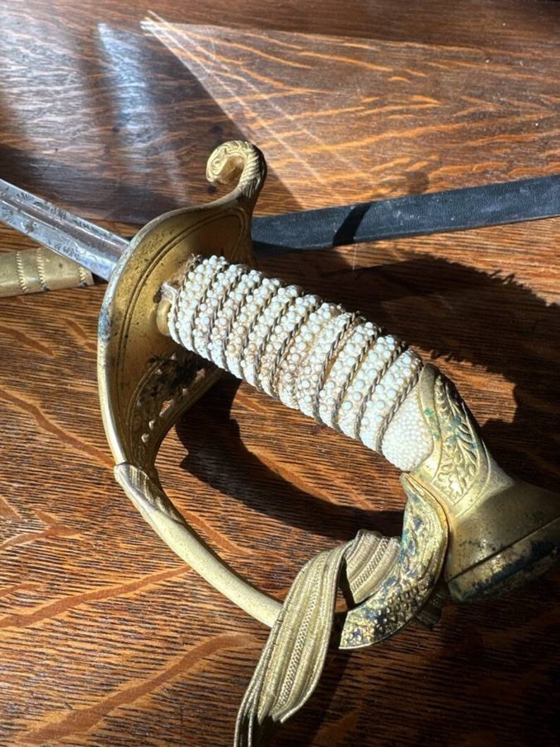 Antique Cut & Thrust Sword and Scabbard, Stamped USN, 39” From Tip to ...