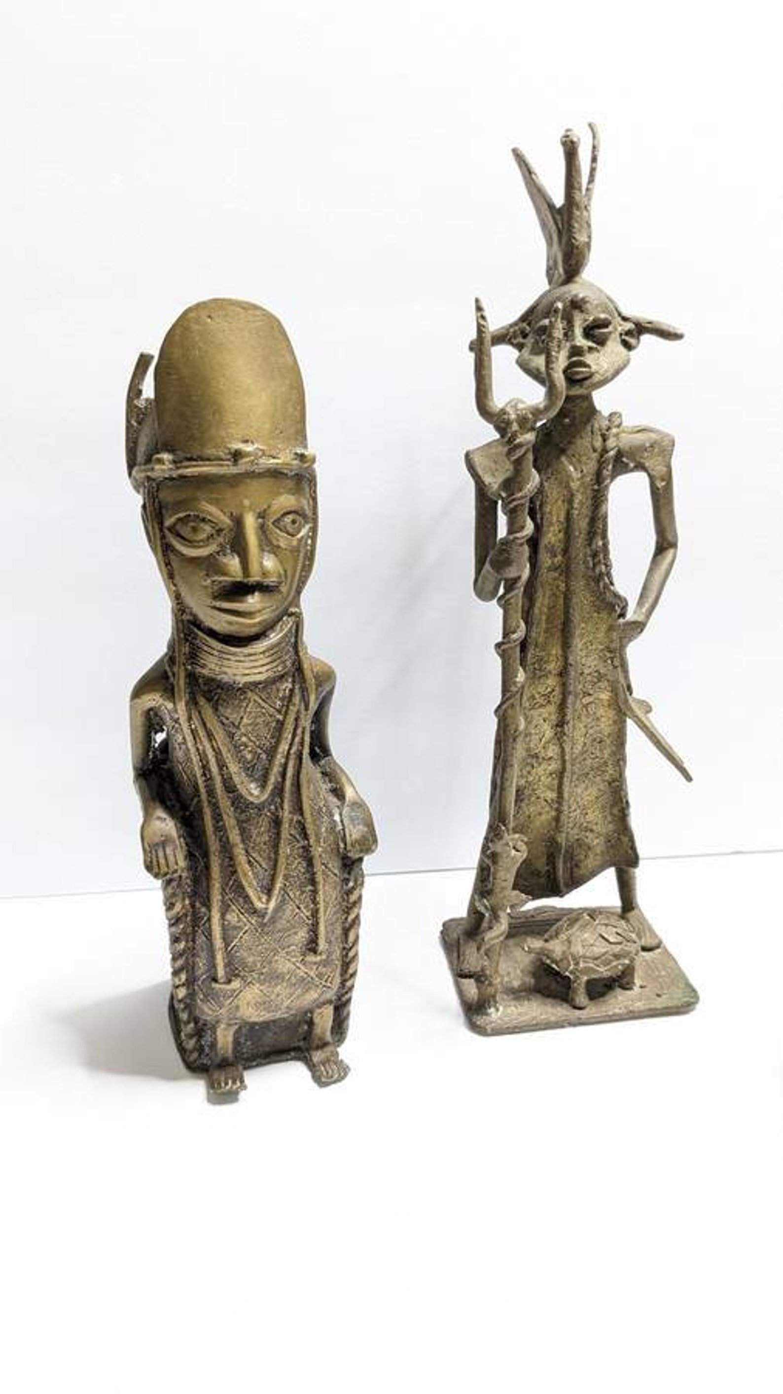 African Bronze Water Buffalo & Two Deity Statues – Burkina Faso, Tribal ...