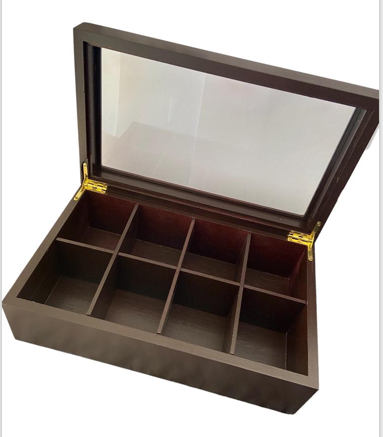 Parfectdeals Bamboo Tea Box Sturdy Box With 8 Compartments for ...