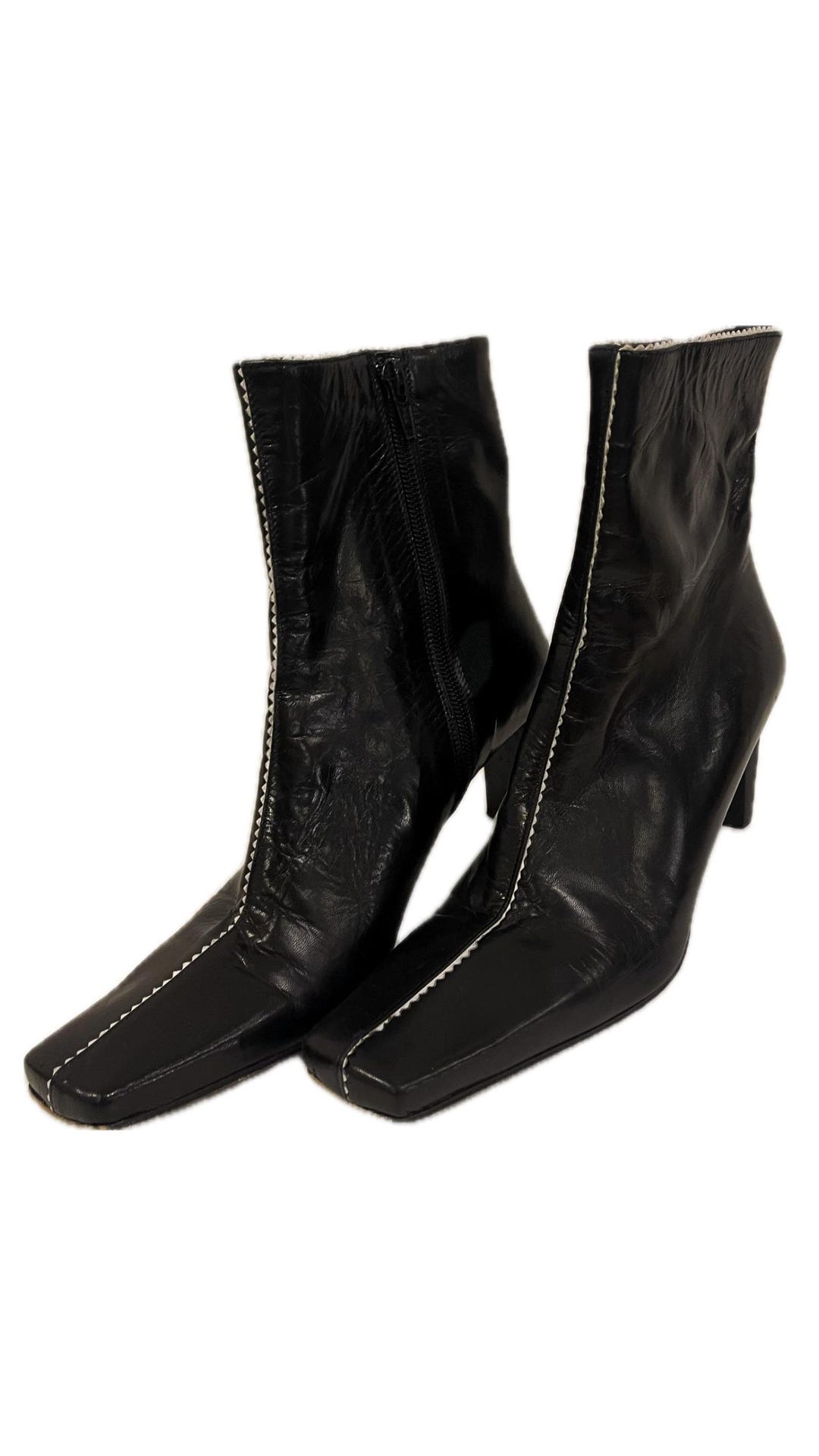 Vintage 90s Boots, 90s Slingbacks, Vintage Leather Boots, Square 90s ...