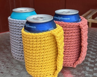 Crochet SLIM Cozy Can Holder With Handle - PATTERN - Cozy - Can Cover W ...
