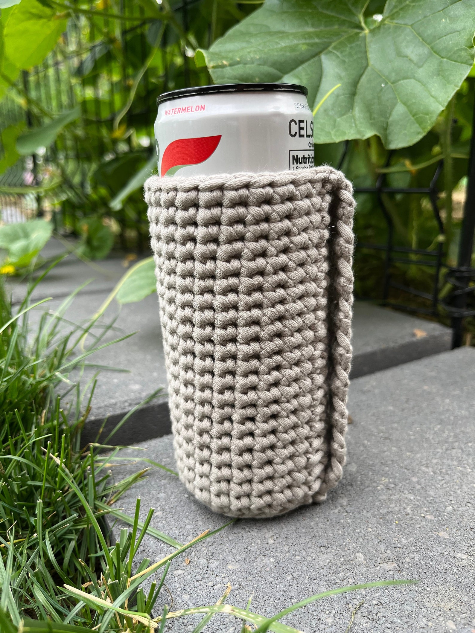 Crochet SLIM Cozy Can Holder With Handle - PATTERN - Cozy - Can Cover W ...