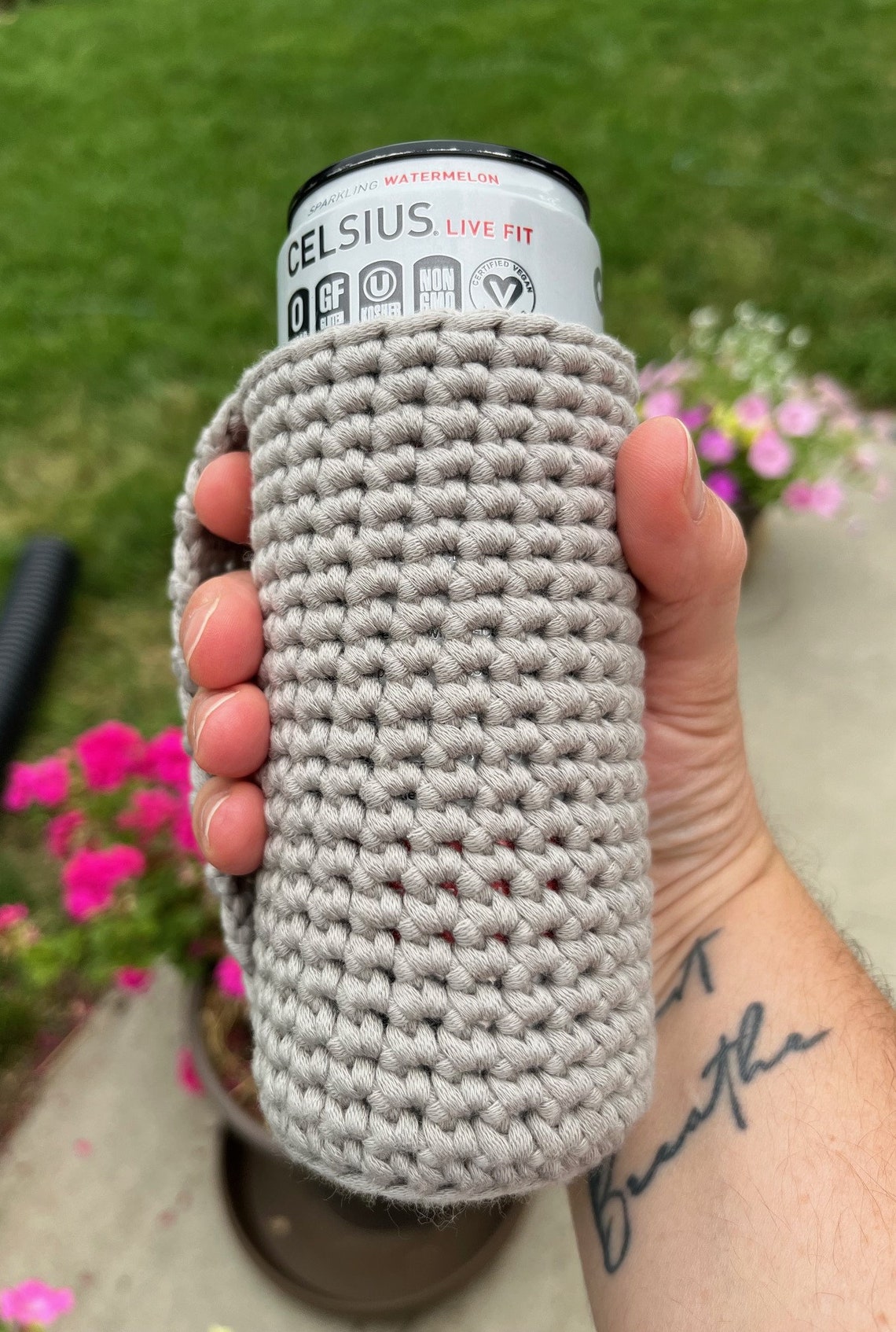 Crochet SLIM Cozy Can Holder With Handle - PATTERN - Cozy - Can Cover W ...