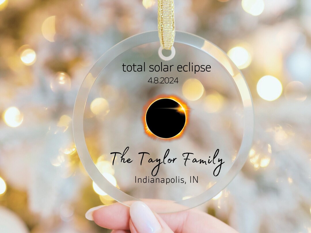 Personalized Solar Eclipse Glass Ornament Gift for Family, Custom Solar ...