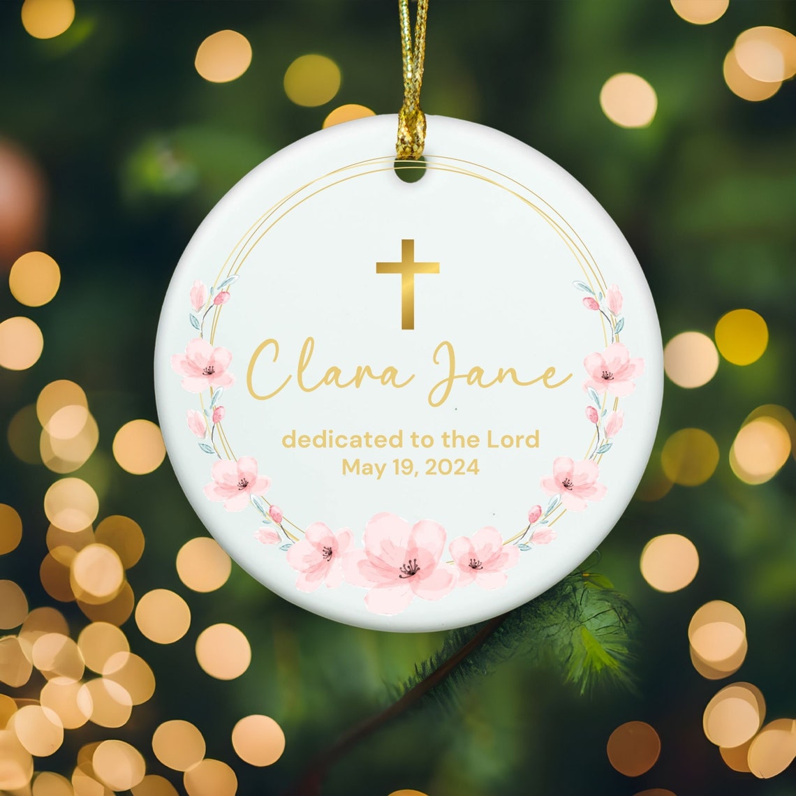 Personalized Baby Dedication Keepsake Ornament Custom Girls Christian ...