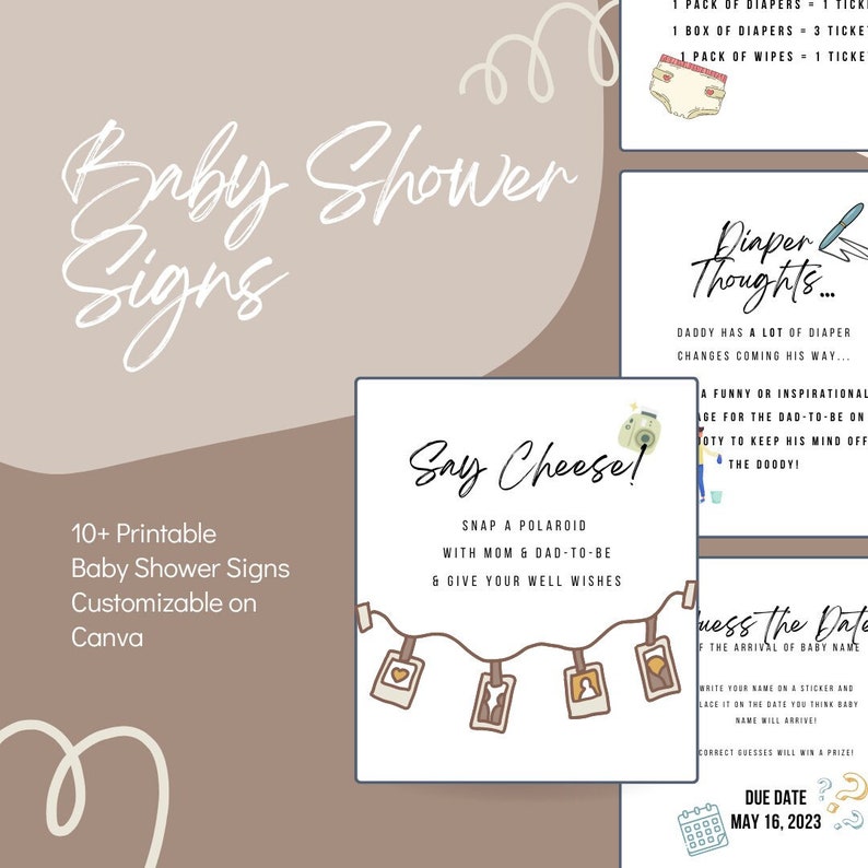 Printable Baby Shower Signs - Etsy
