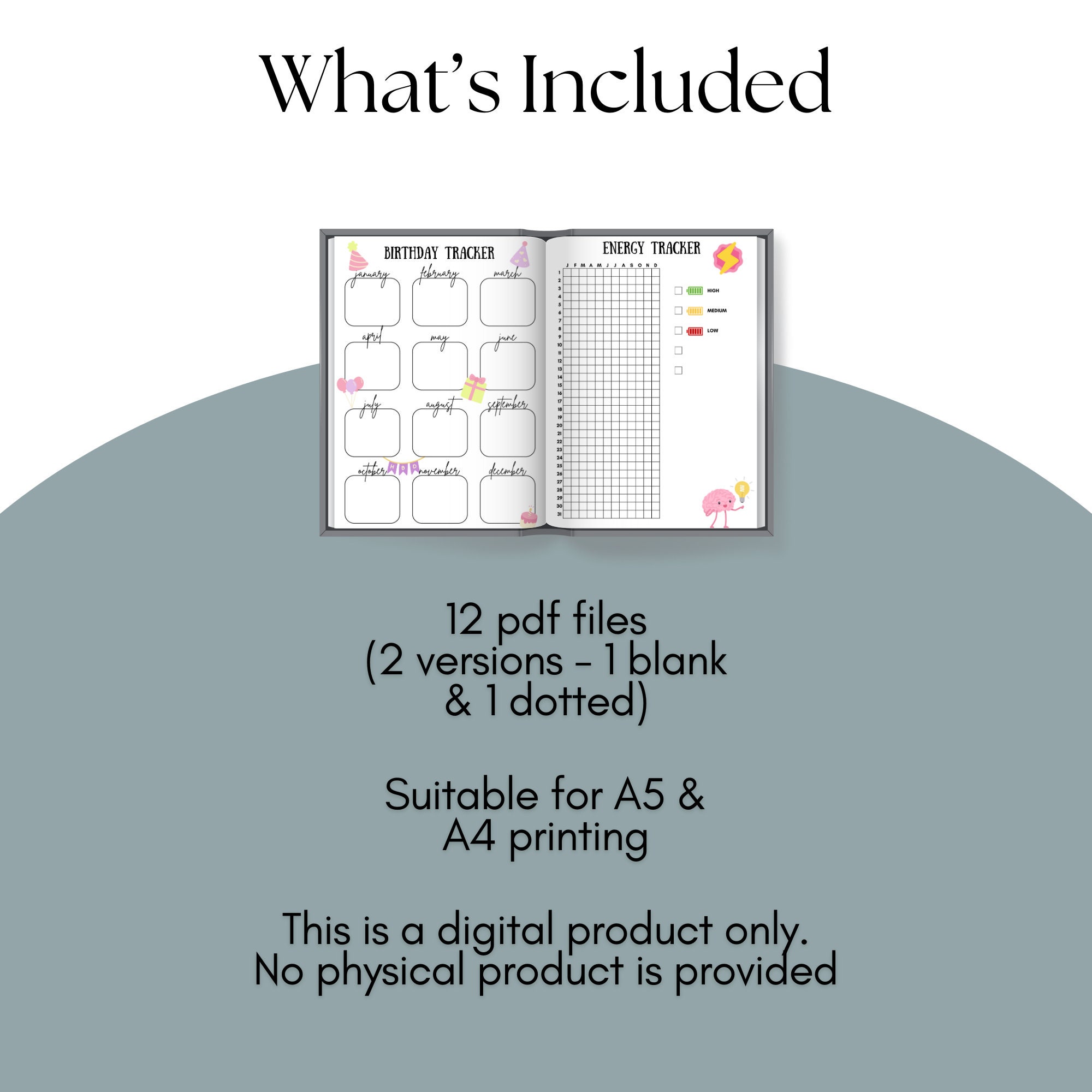 Yearly Trackers Bullet Journal Printable 2024 Bundle Dotted Grid ...