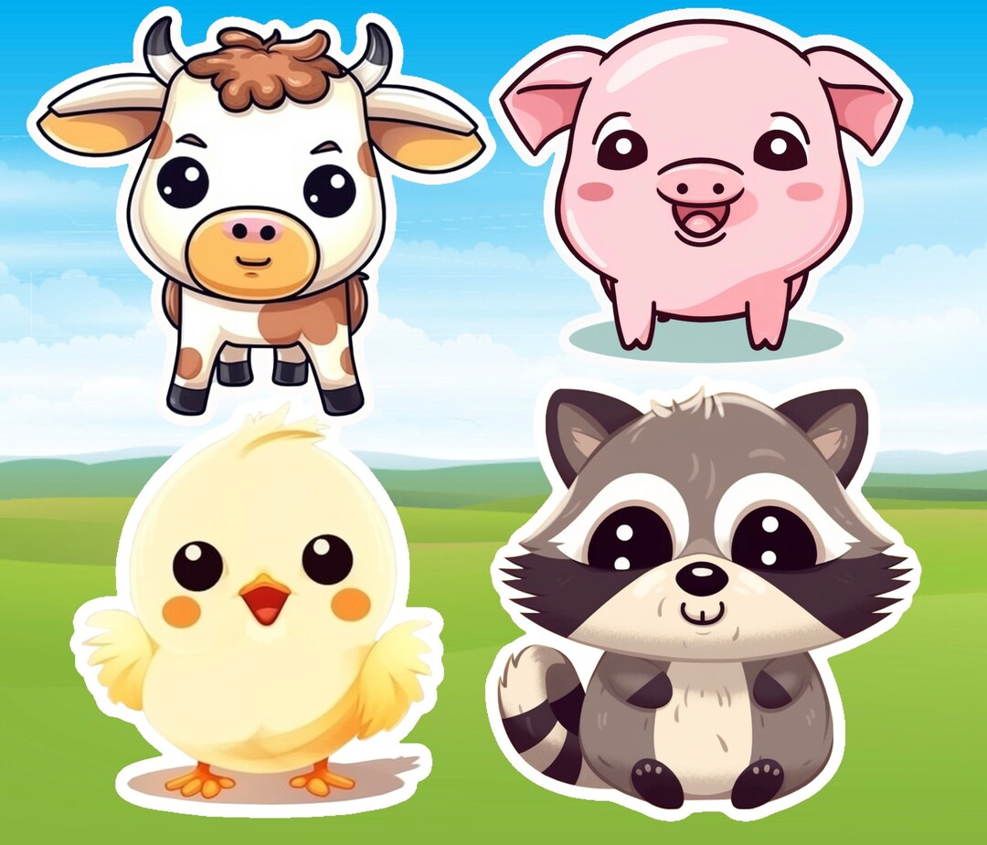 Farm Animal Stickers 4 Pack Waterproof Stickers for Hydroflask Cute ...