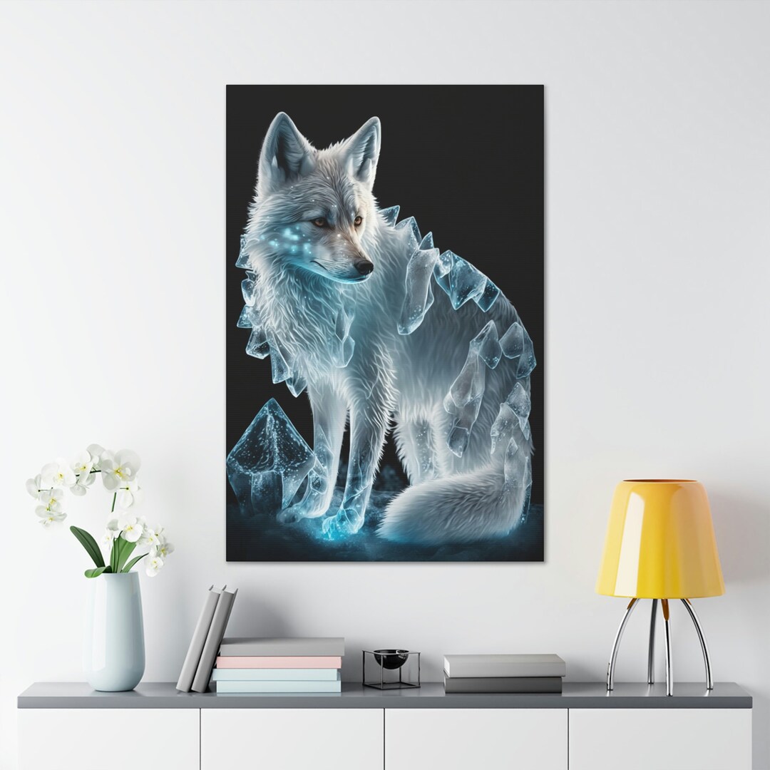 Mystical Ice Fox, Fox Canvas, Home Decor of Ice Fox, Office Print Wall ...