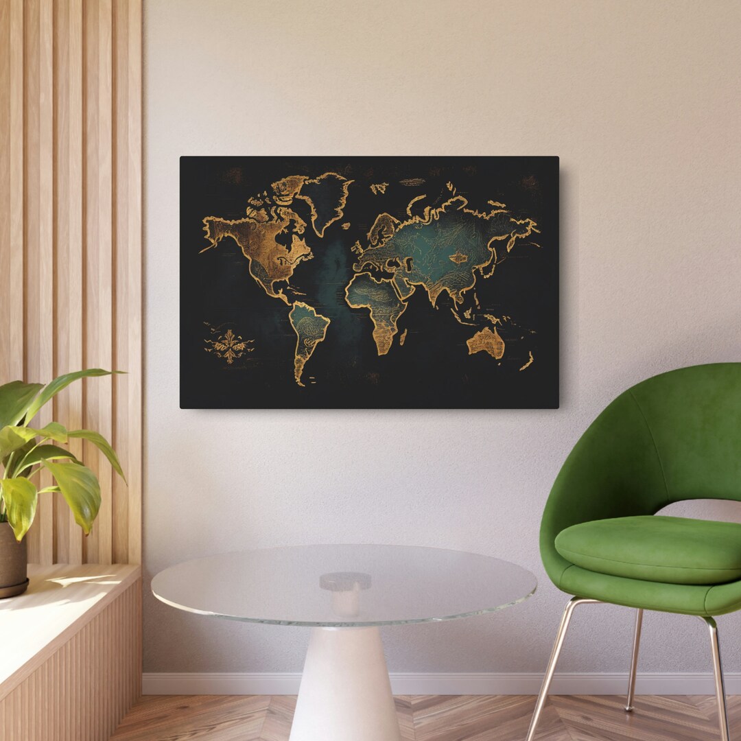 World Map Metal Art Sign, High Quality World Map Wall Art World Map ...