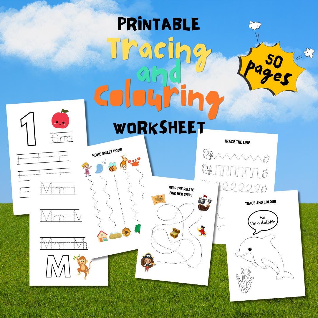 50 Pages of Digital Tracing Worksheet for Preschool - Etsy