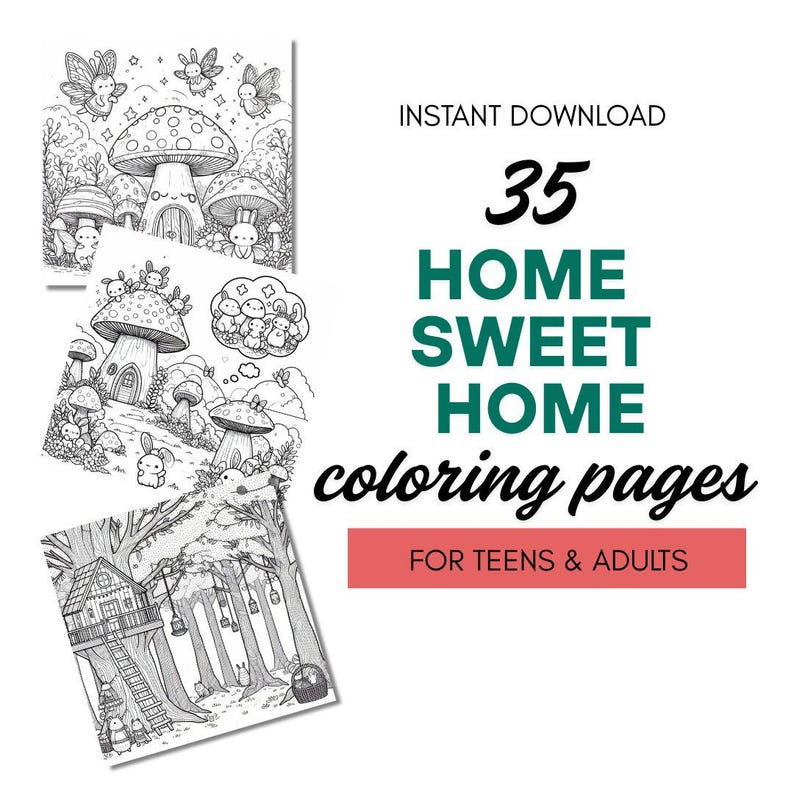 Printable Home Sweet Home Coloring Sheets for Teens & Adults - Etsy