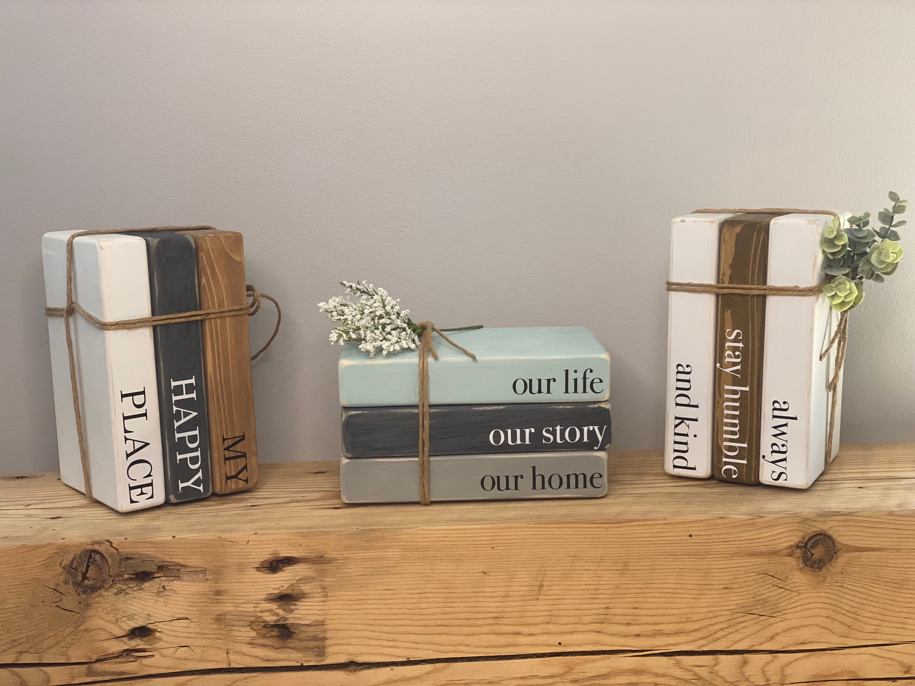 Wooden Books,rustic,farmhouse,custom Books,bookstack,home Decor,shelf ...