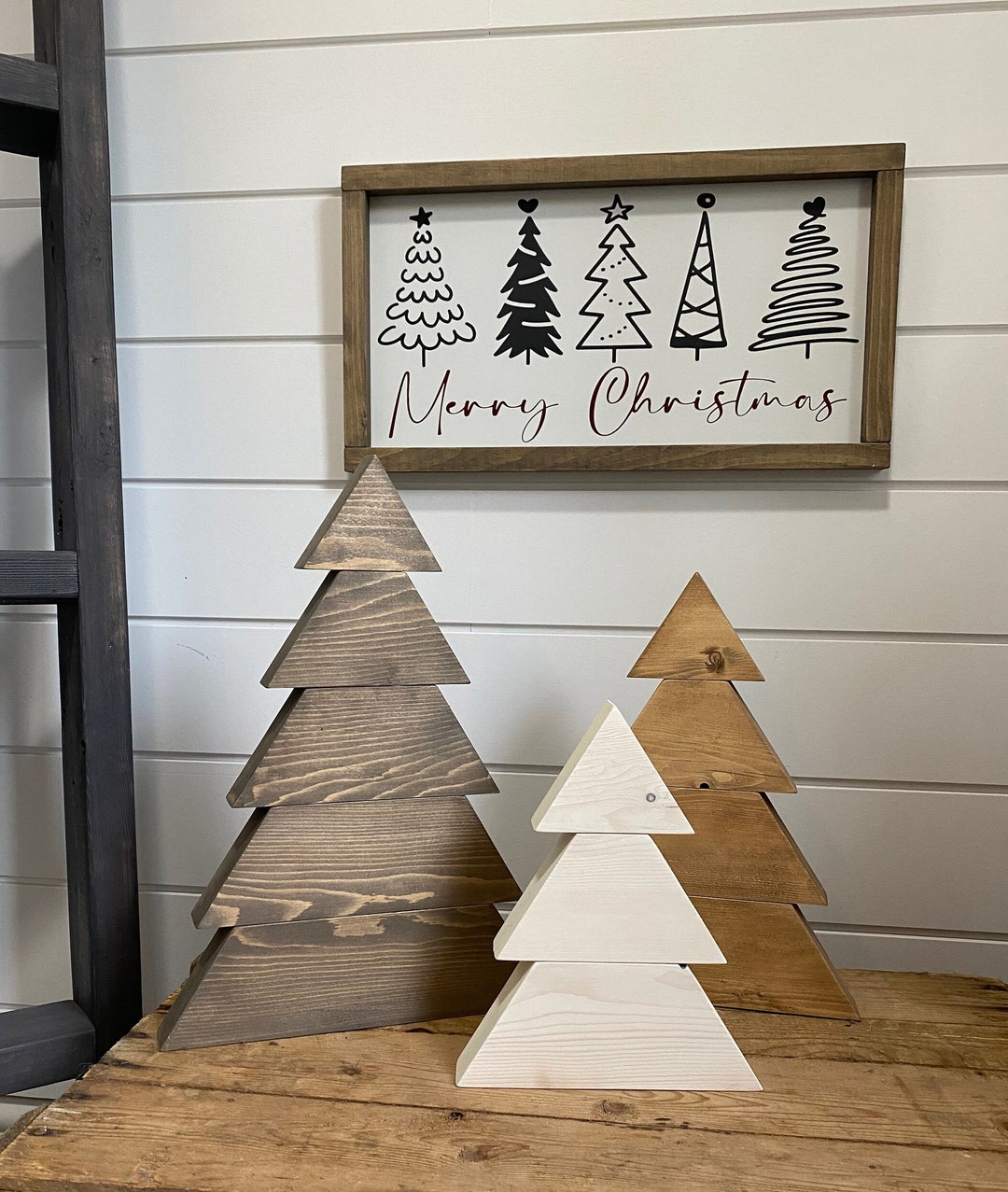 Rustic Wooden Christmas Trees,holiday Decor,christmas Decor,set of 3 ...