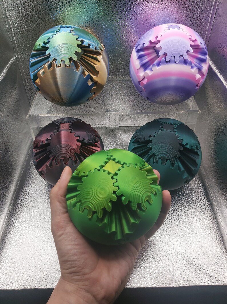 3D Printed Amazing Gift the Giant Fidget Gear Ball Perfect Fidget Gear ...