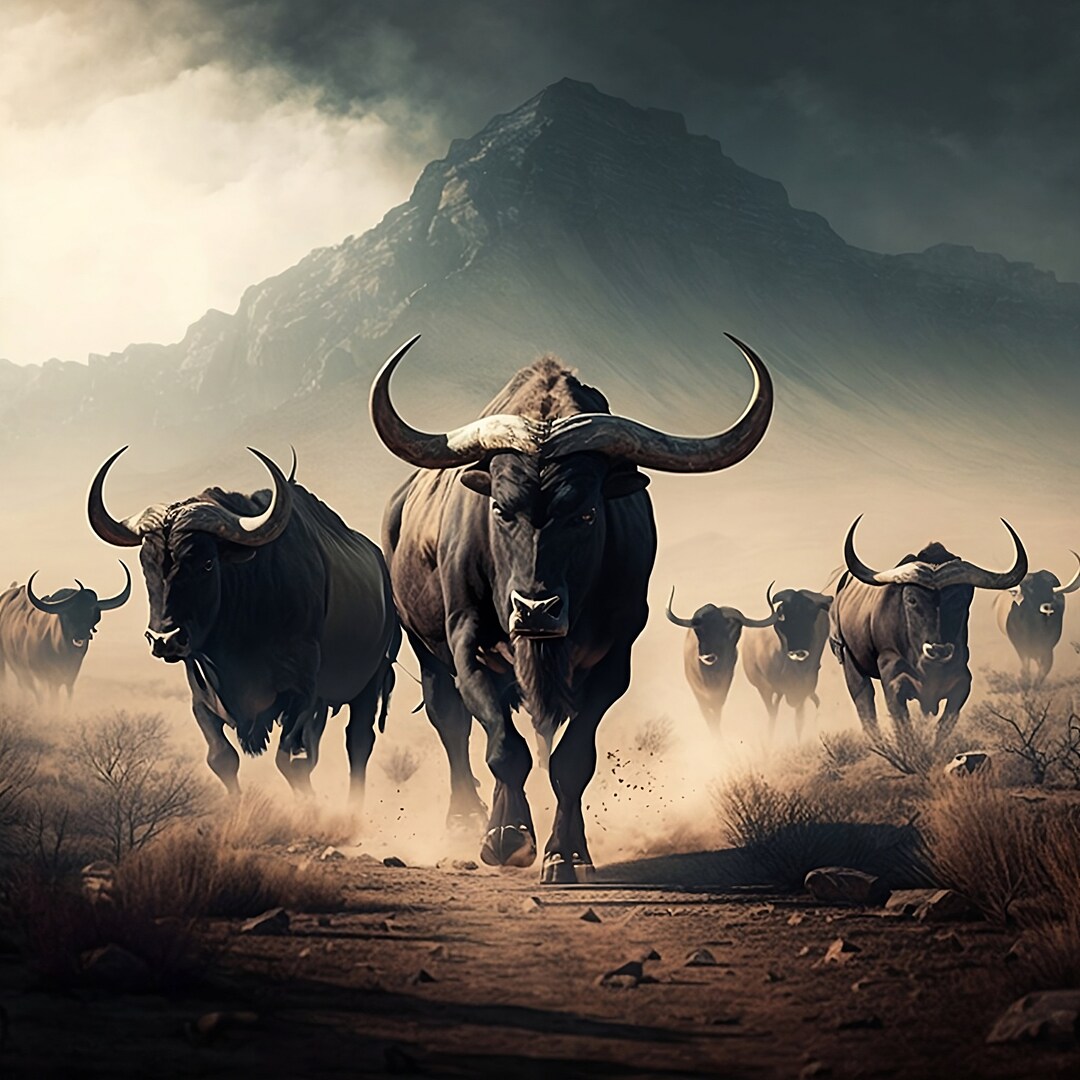 Himalayan Landscape Poster: Ox Herd Trekking Through a Mysterious and ...
