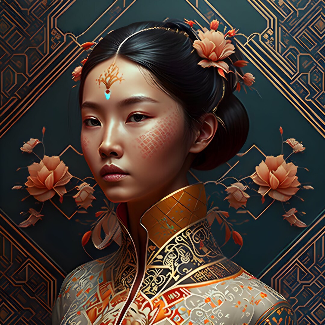 Vintage Beauty Poster: 70s Style Chinese Woman Poster - Bold and Eye ...