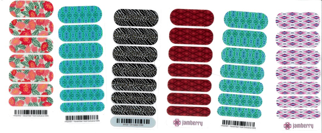 5 Pattern / Color Choices Jamberry Nail Wraps Manicure Set of 7 - Etsy
