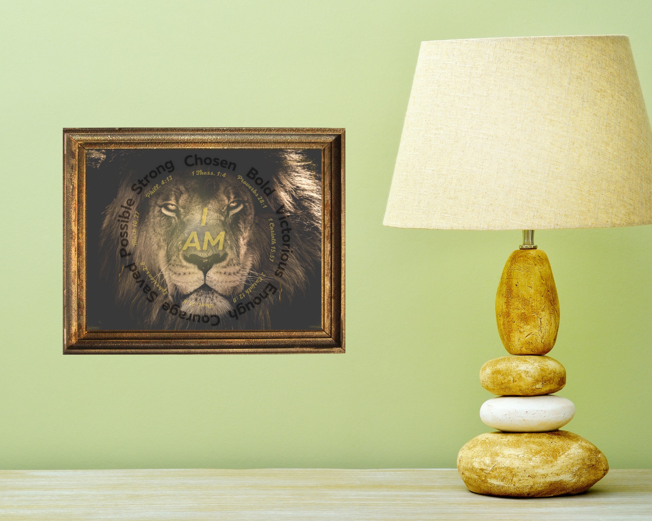 Wall Scripture Inspirational Lion I Am Strong I Am Chosen I Am Bold I ...
