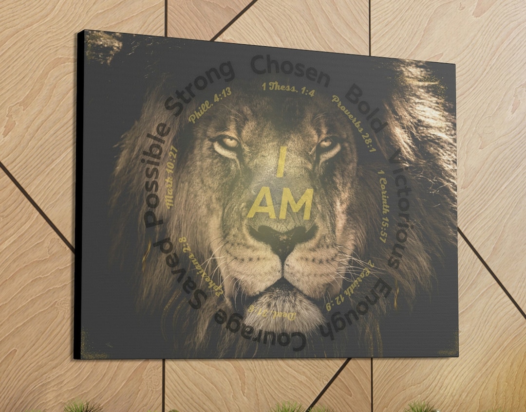 Wall Scripture Inspirational Lion I Am Strong I Am Chosen I Am Bold I ...