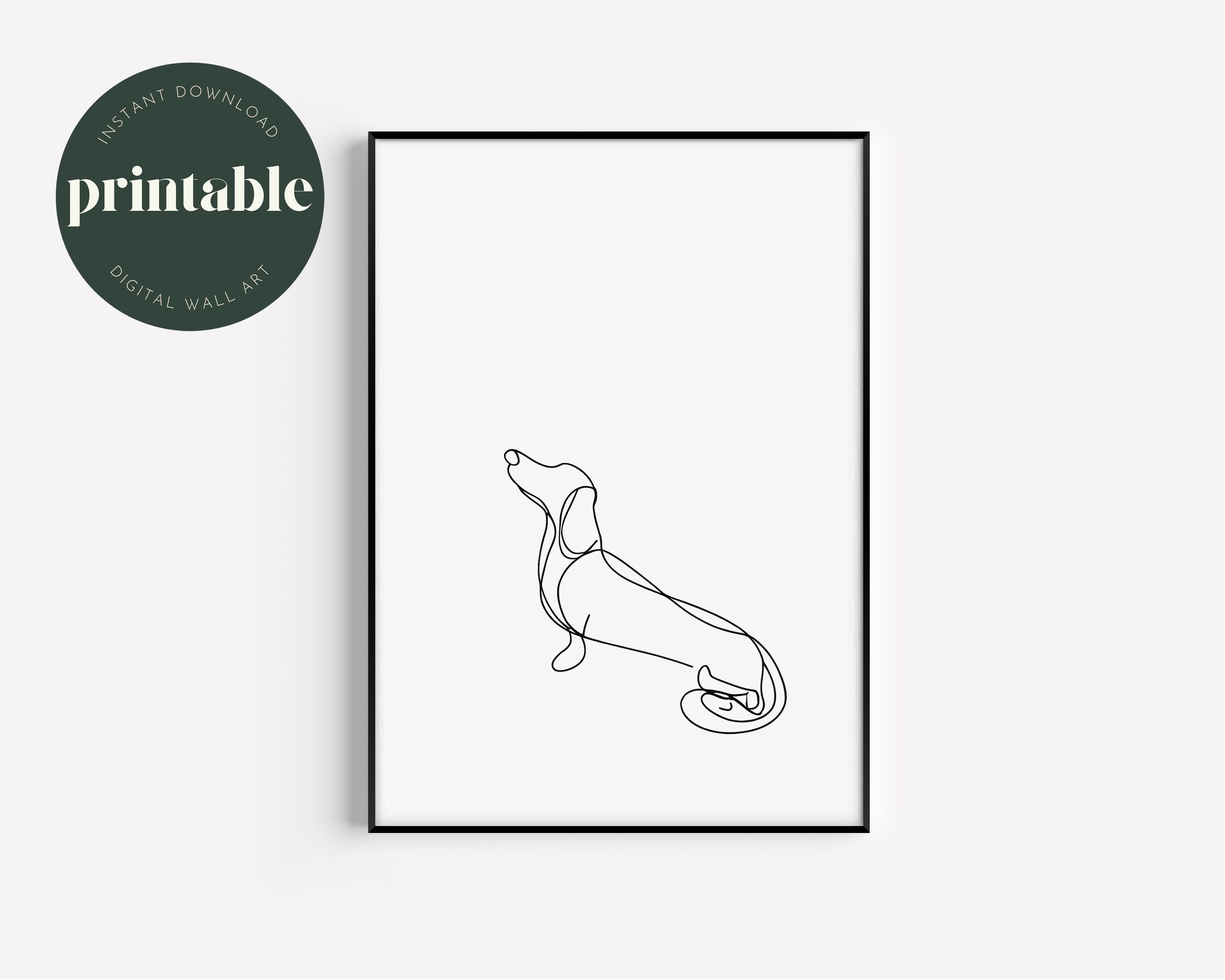 Printable Dog Portrait | Dog Line Drawing | Dachshund Poster | Pet Line ...