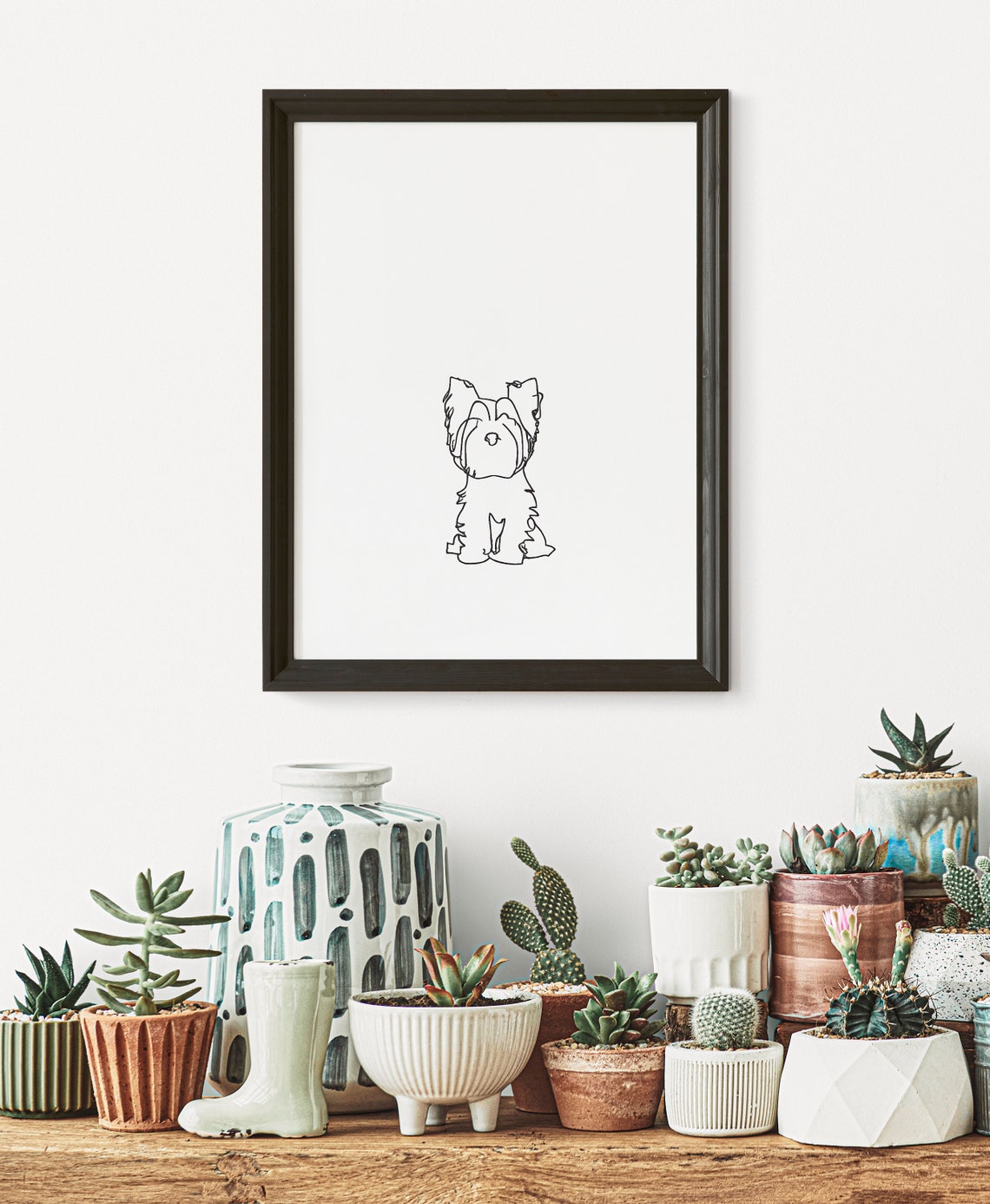 Printable Dog Portrait | Dog Line Drawing | Yorkie Poster | Pet Line ...