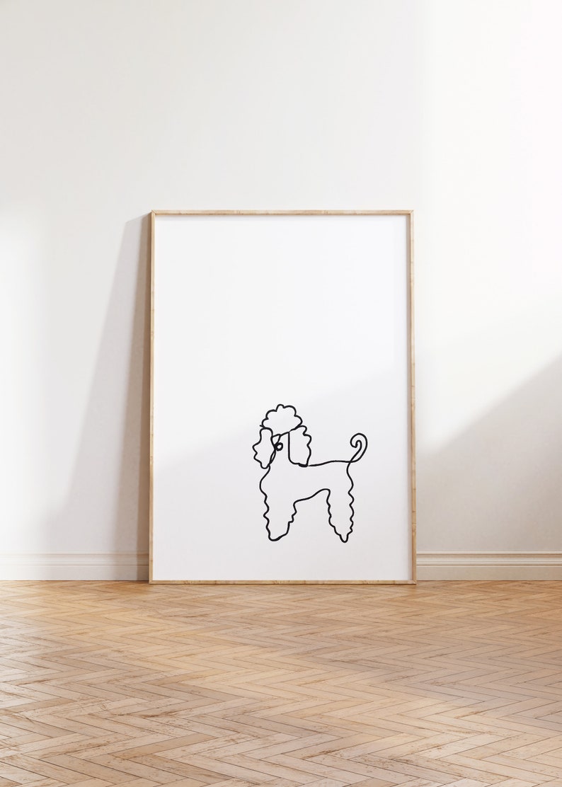 Printable Dog Portrait | Dog Line Drawing | Poodle Poster | Pet Line ...