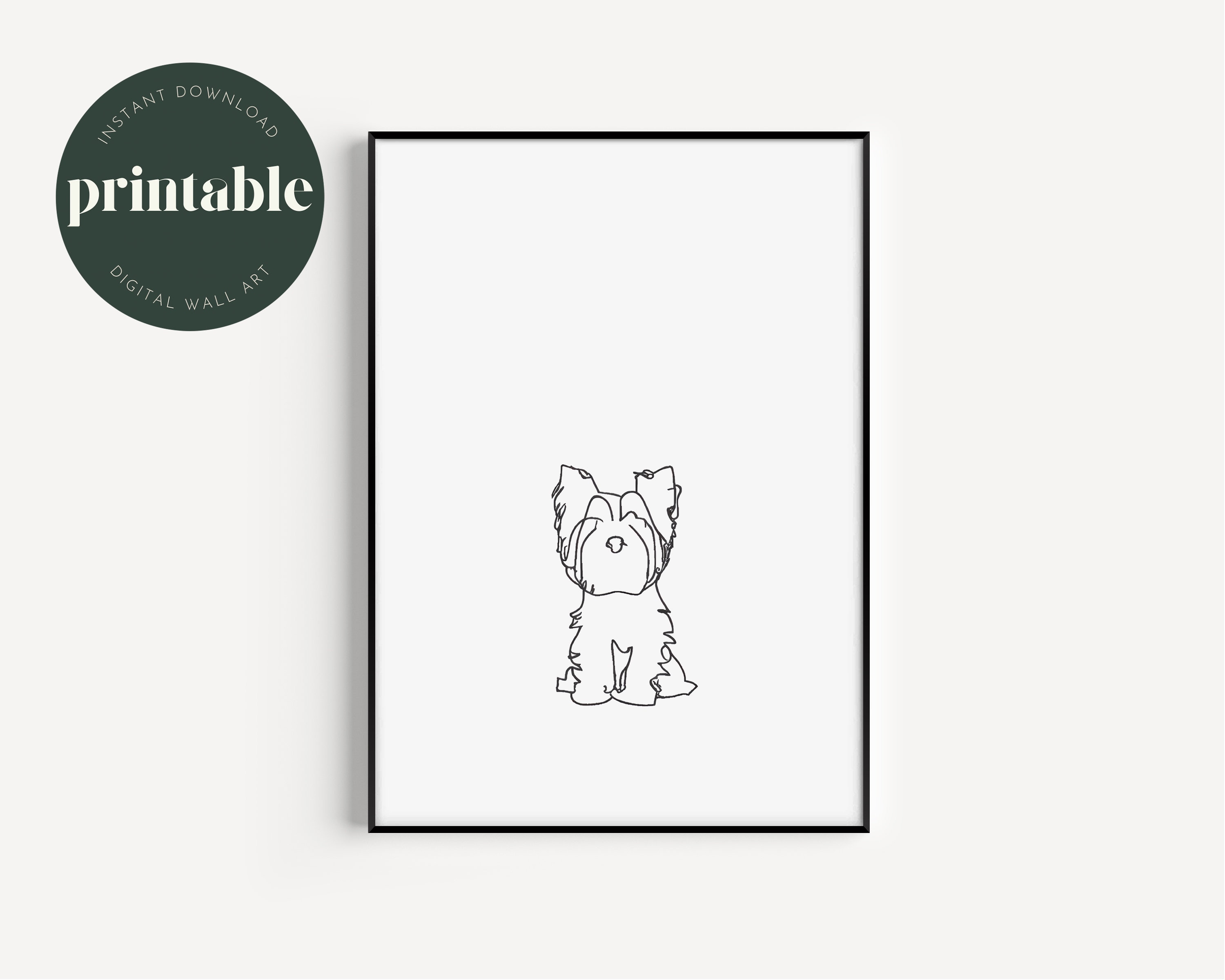 Printable Dog Portrait | Dog Line Drawing | Yorkie Poster | Pet Line ...