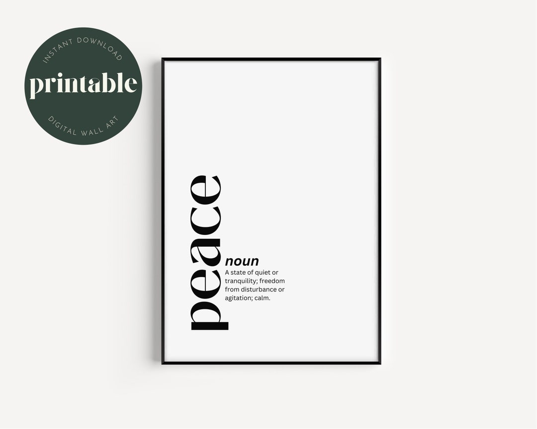 Definition of Peace Printable Wall Art | Printable Digital Art | Modern ...