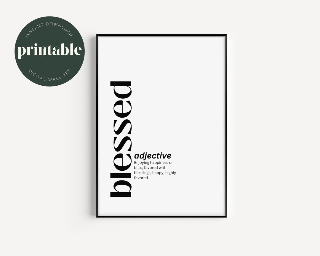 Definition of Blessed Printable Wall Art Printable Digital - Etsy