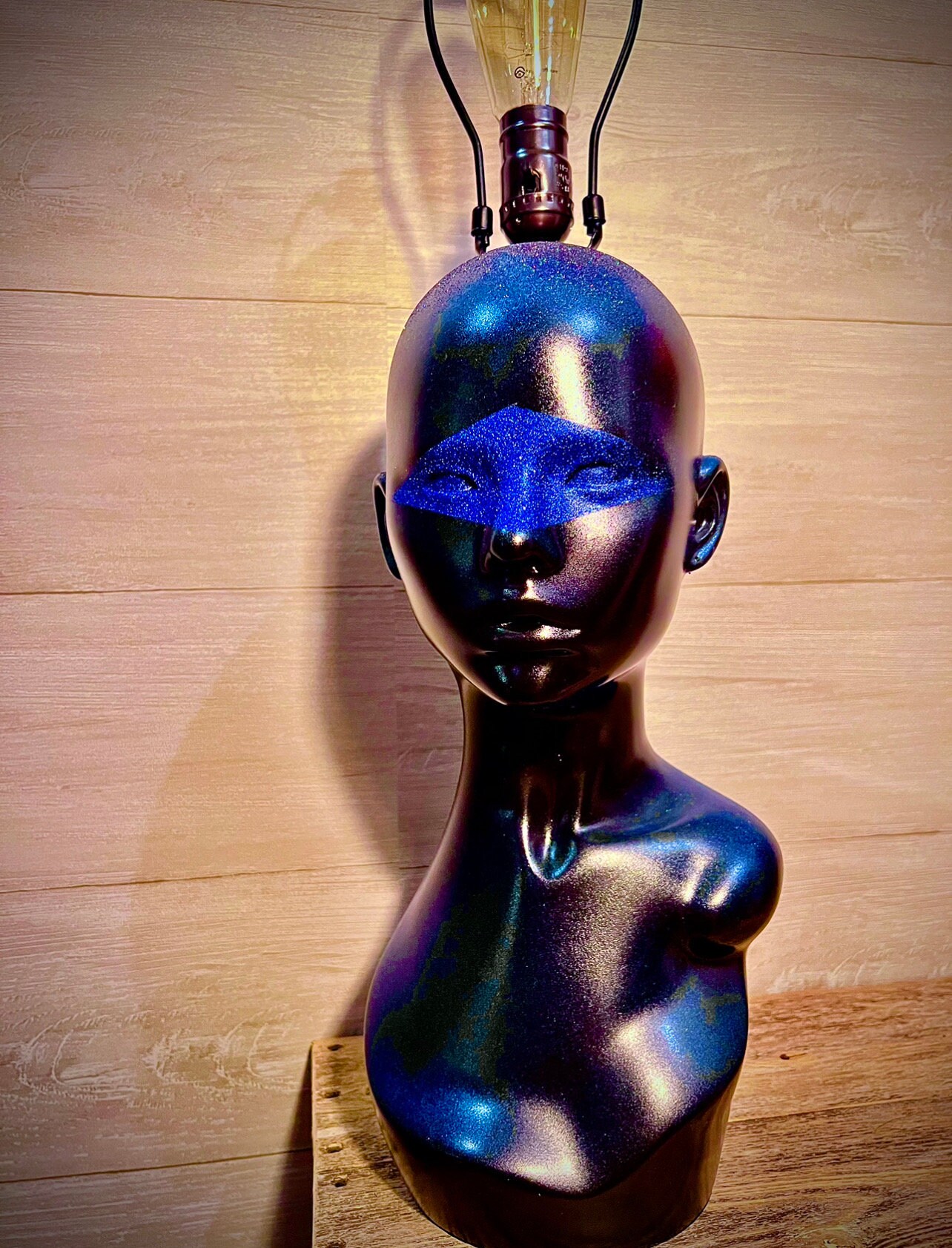 Blue and Black Mannequin Lamp - Midnight Rising - Etsy