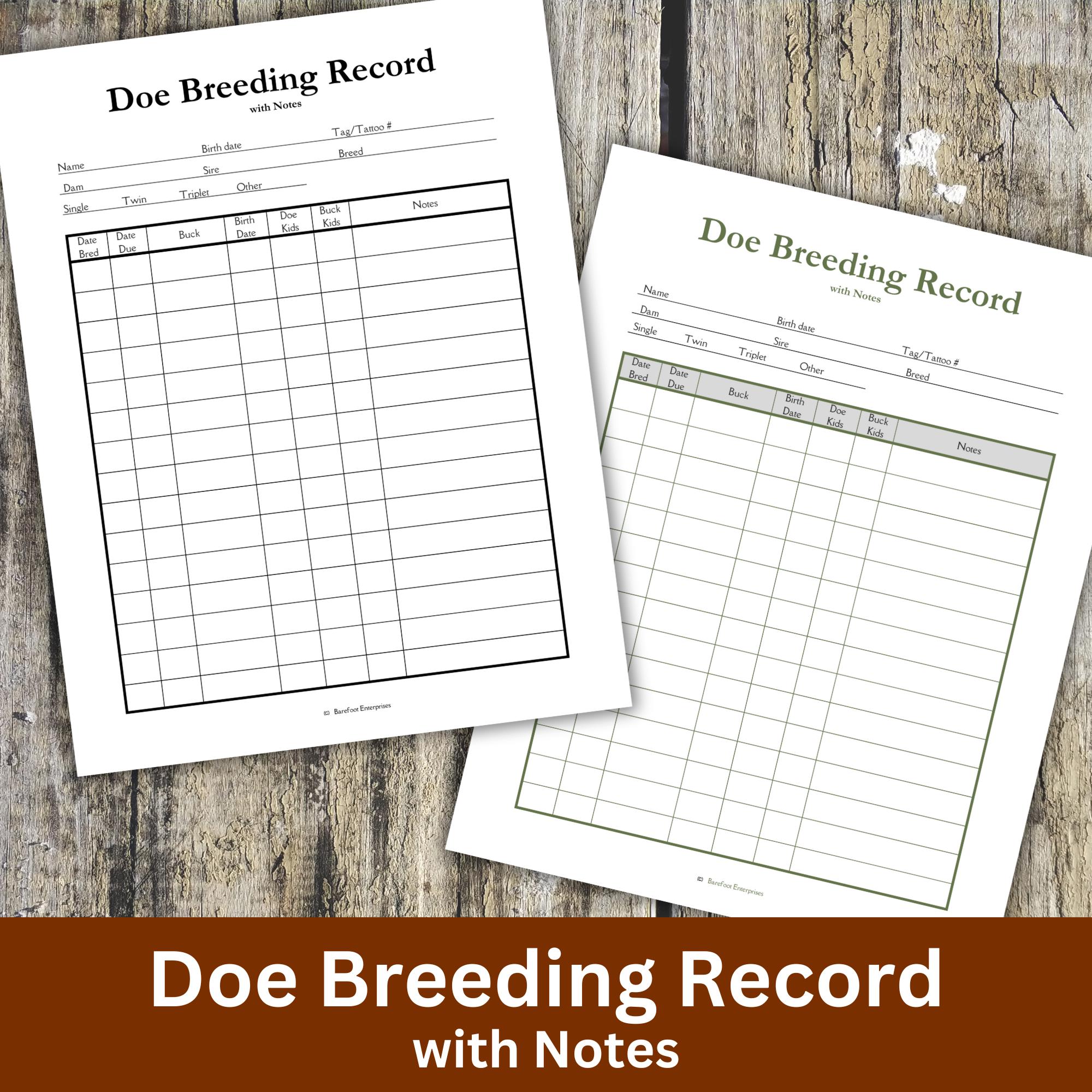 Goat Breeding Record, Homesteading Livestock Planner, Digital Download ...