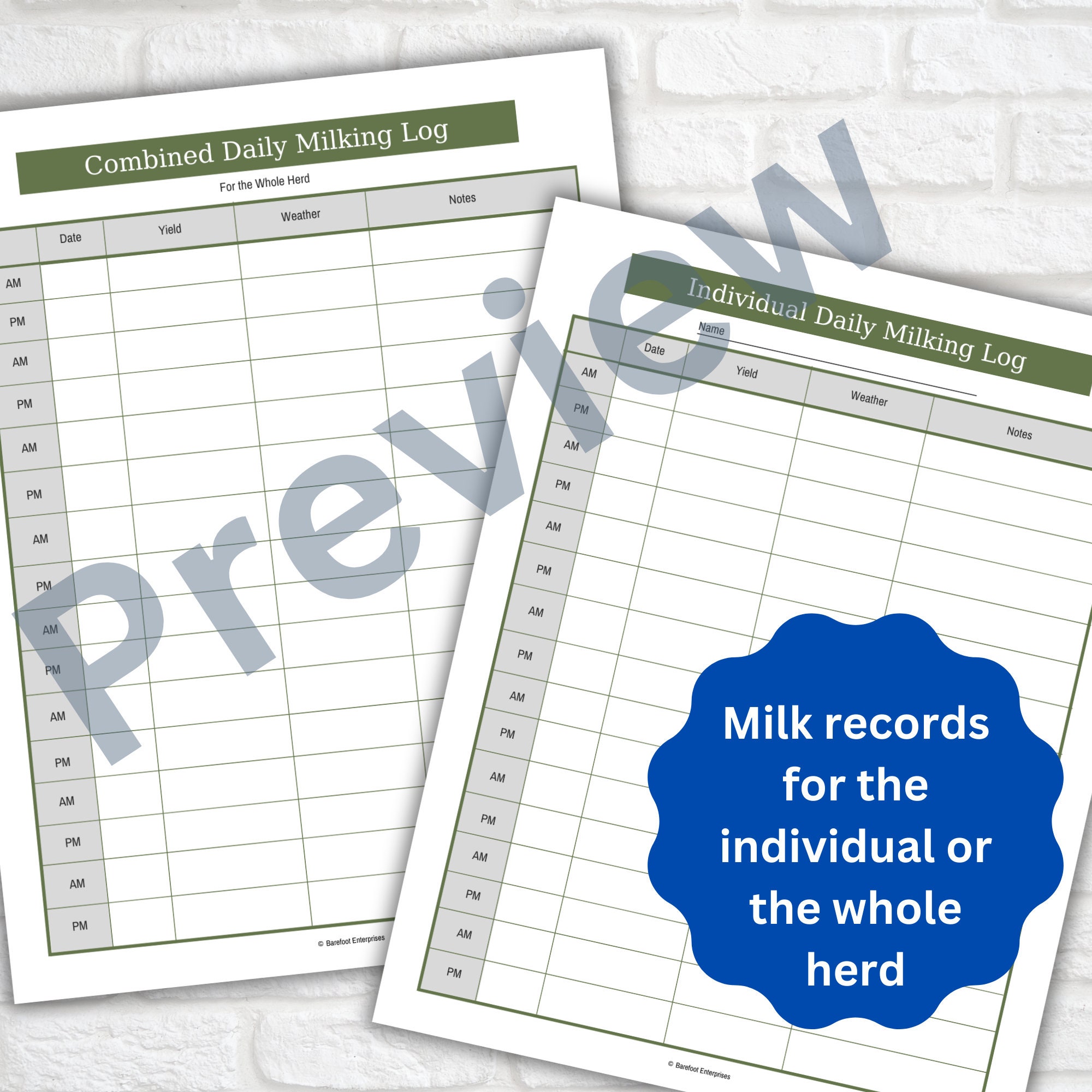 Printable Homestead Cow Planner for Tracking Breeding, Health, Milking ...