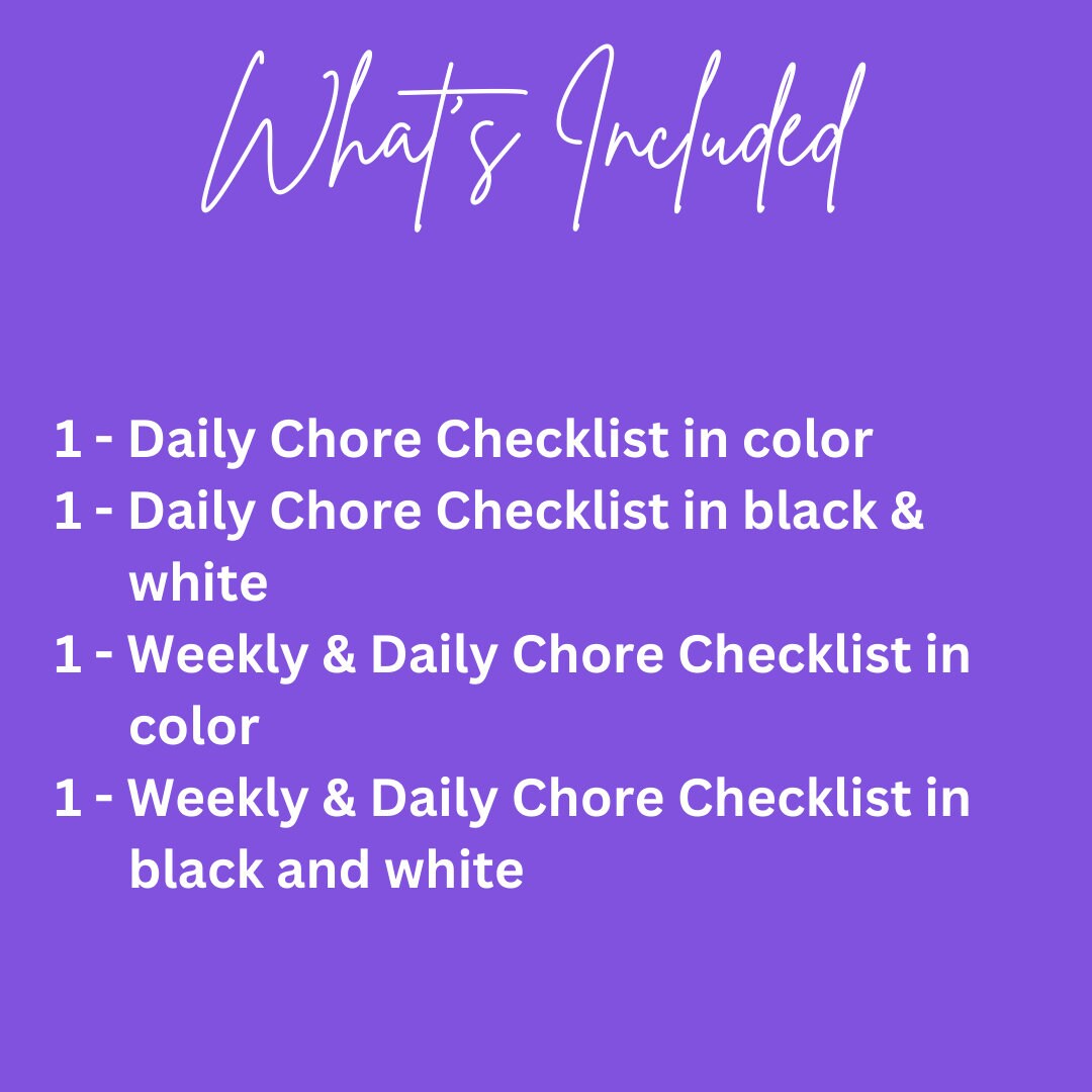 Kids Chore List, Printable Daily Chore Chart, Editable Checklist - Etsy
