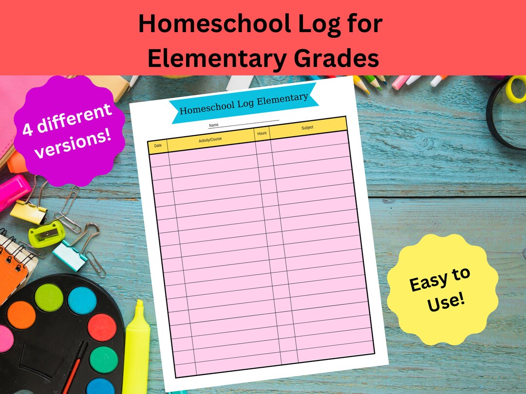 Homeschooling Activity Record, Homeschool Activities Log, Elementary ...