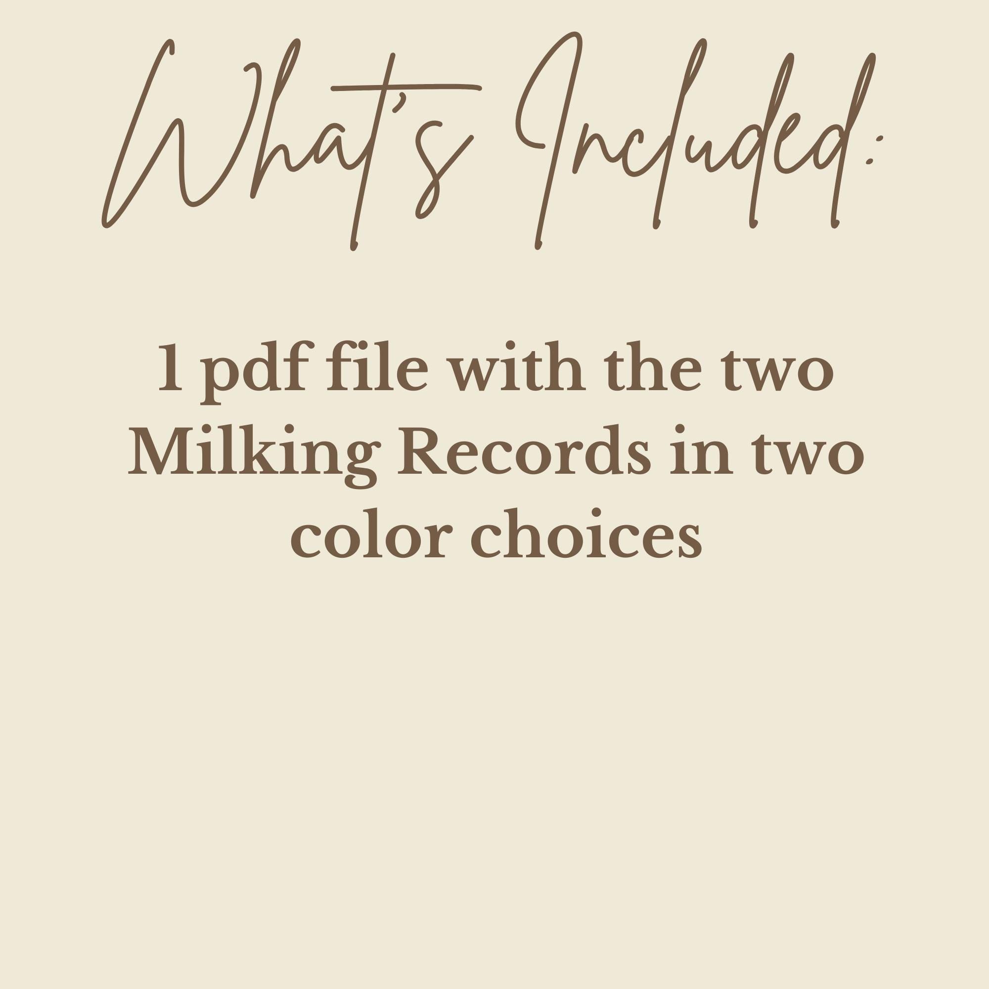 Homestead Milk Record, Milking Log, Dairy Printable, Digital Download ...